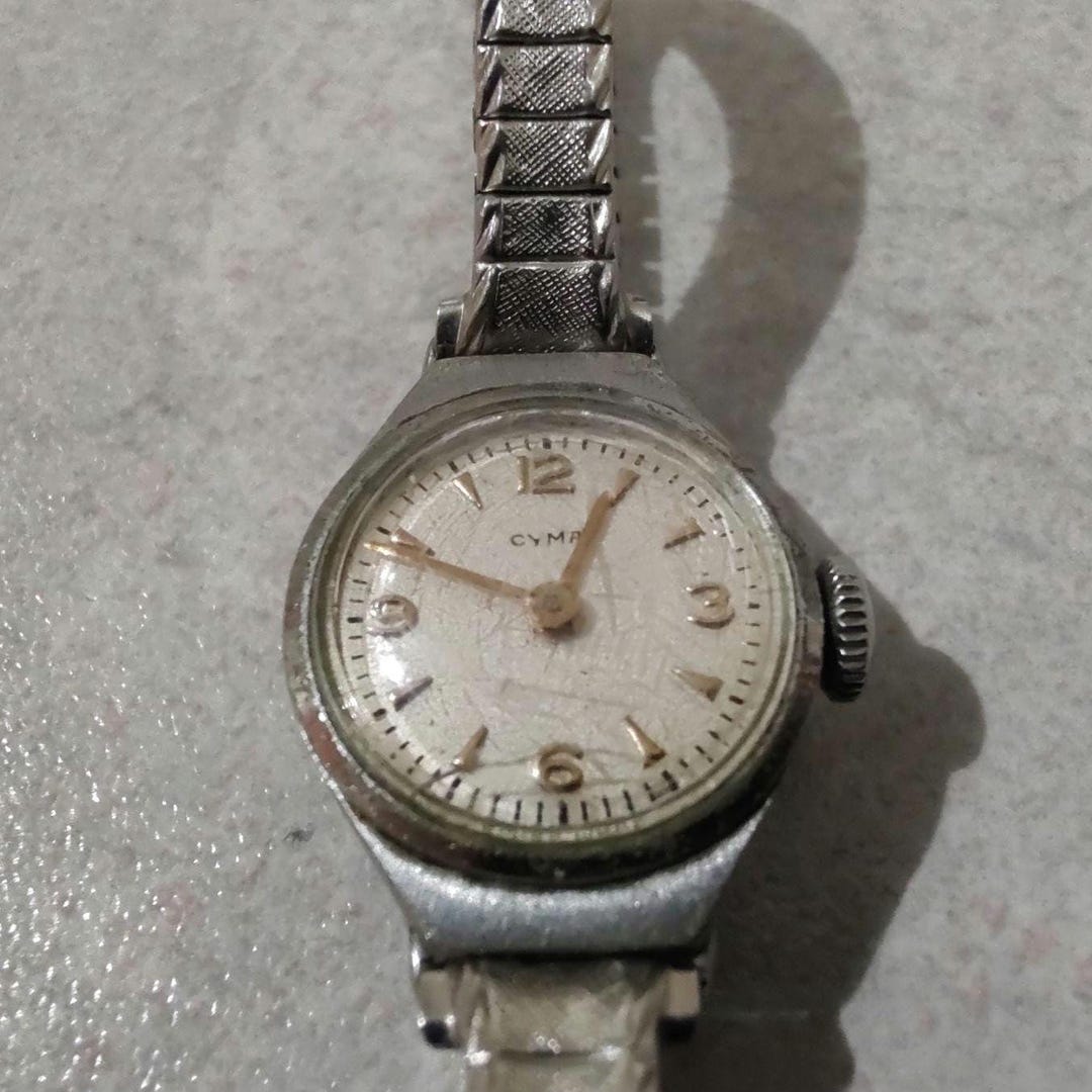 Vintage Mid Century 1950s CYMA Womens Ladies Silver Winding Mechanical ...
