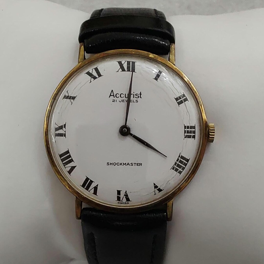 Vintage Ultra Thin ACCURIST 21 Jewels SHOCK MASTER Dress Watch ...