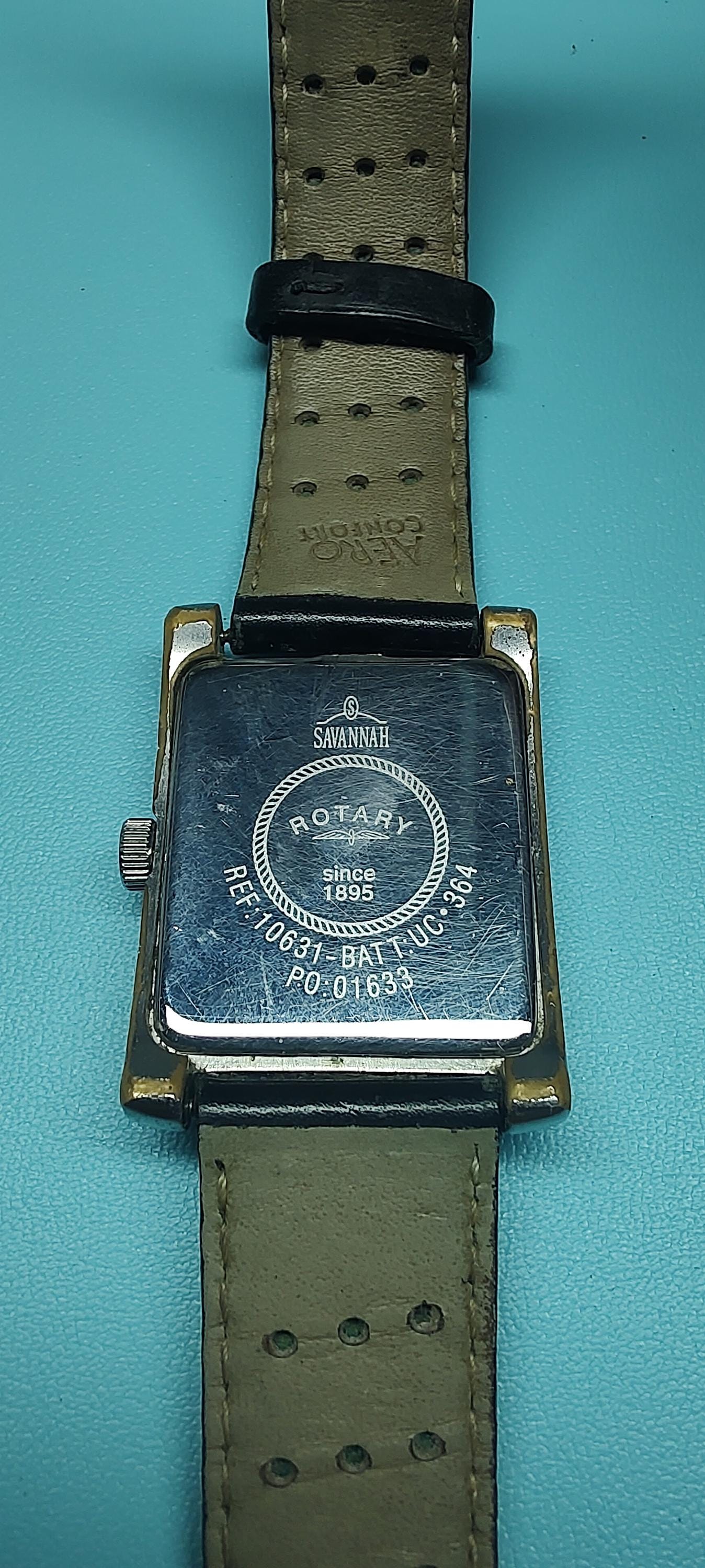 Rotary Tank Watch Guilloche Dial Blue Steel Hands Roman Numerals Date ...