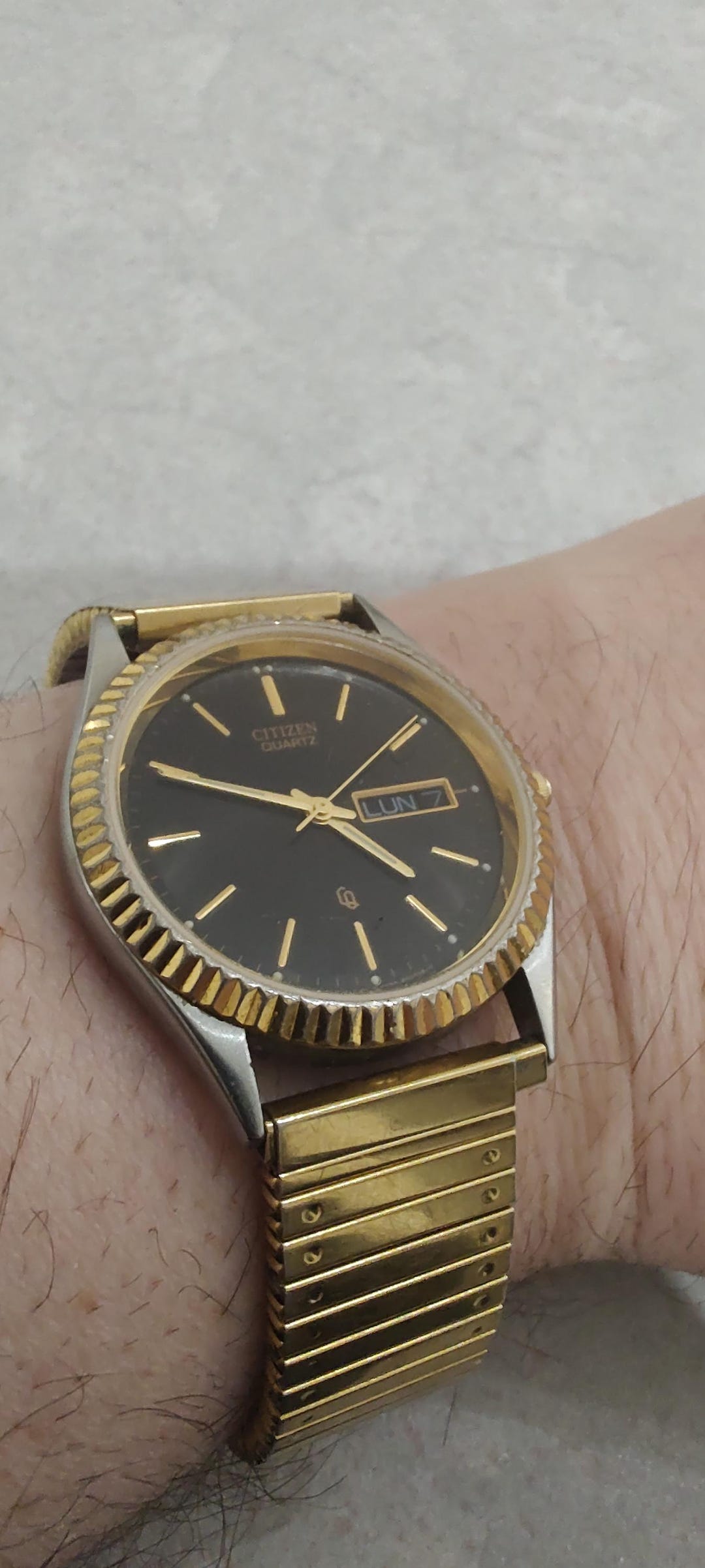 Vintage CITIZEN Gold Tone Japanese Japan Quartz Watch Black Dial ...