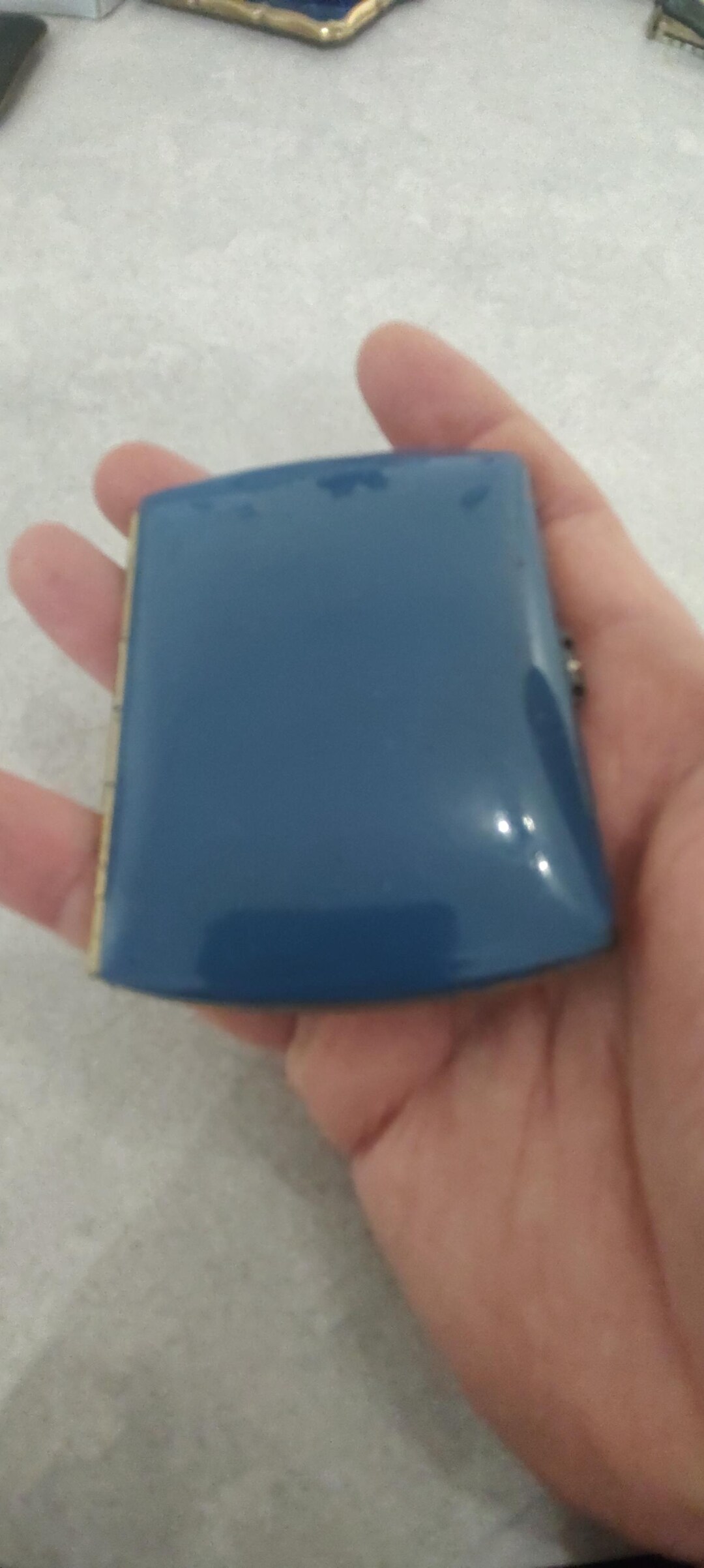 Antique German Enamel Blue Cigarette Case Gold Gilt Inner Business Card ...