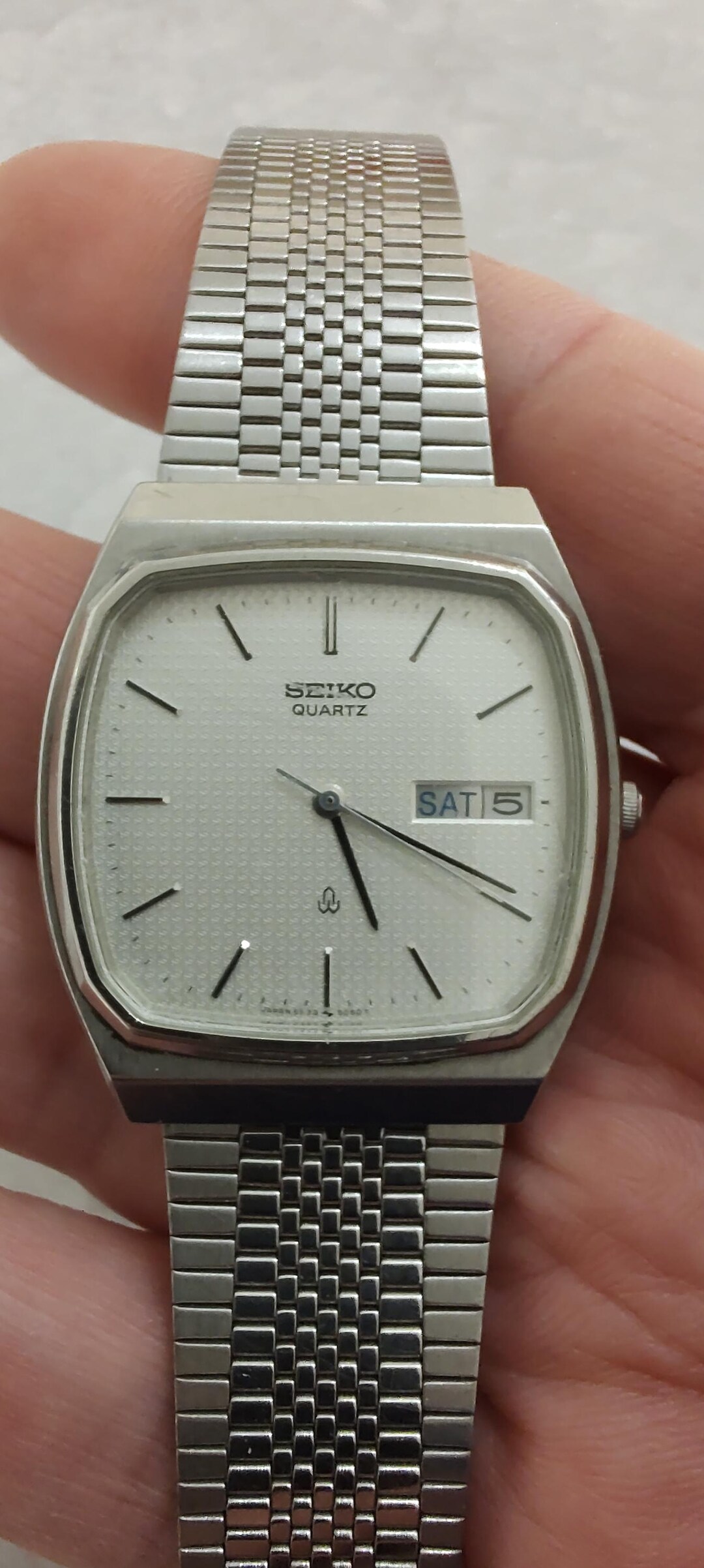 Seiko Octagon Octagonal Textured Watch Silver Silver Tone Mens Unisex ...