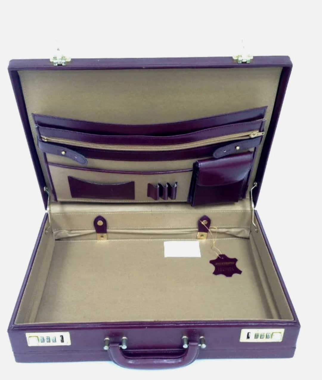 Custom Genuine Leather Brown Briefcase Multi-slots Numerical Locks ...