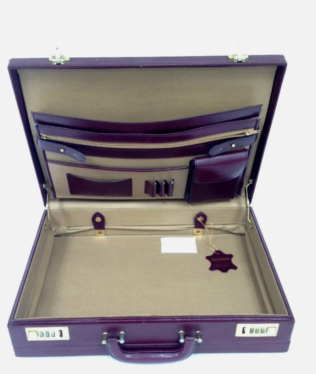 Custom Genuine Leather Brown Briefcase Multi-slots Numerical - Etsy