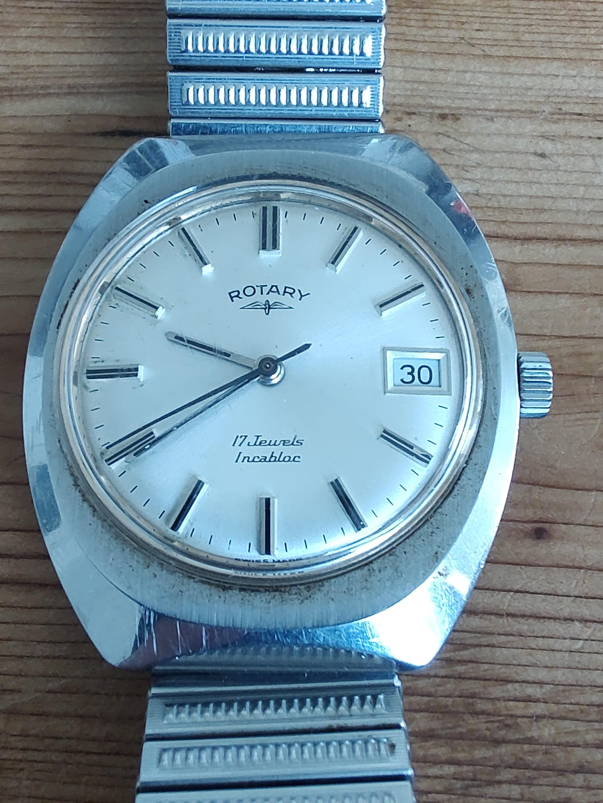 Vintage ROTARY SWISS Made 17 Jewels Automatic Date Watch Bracelet - Etsy