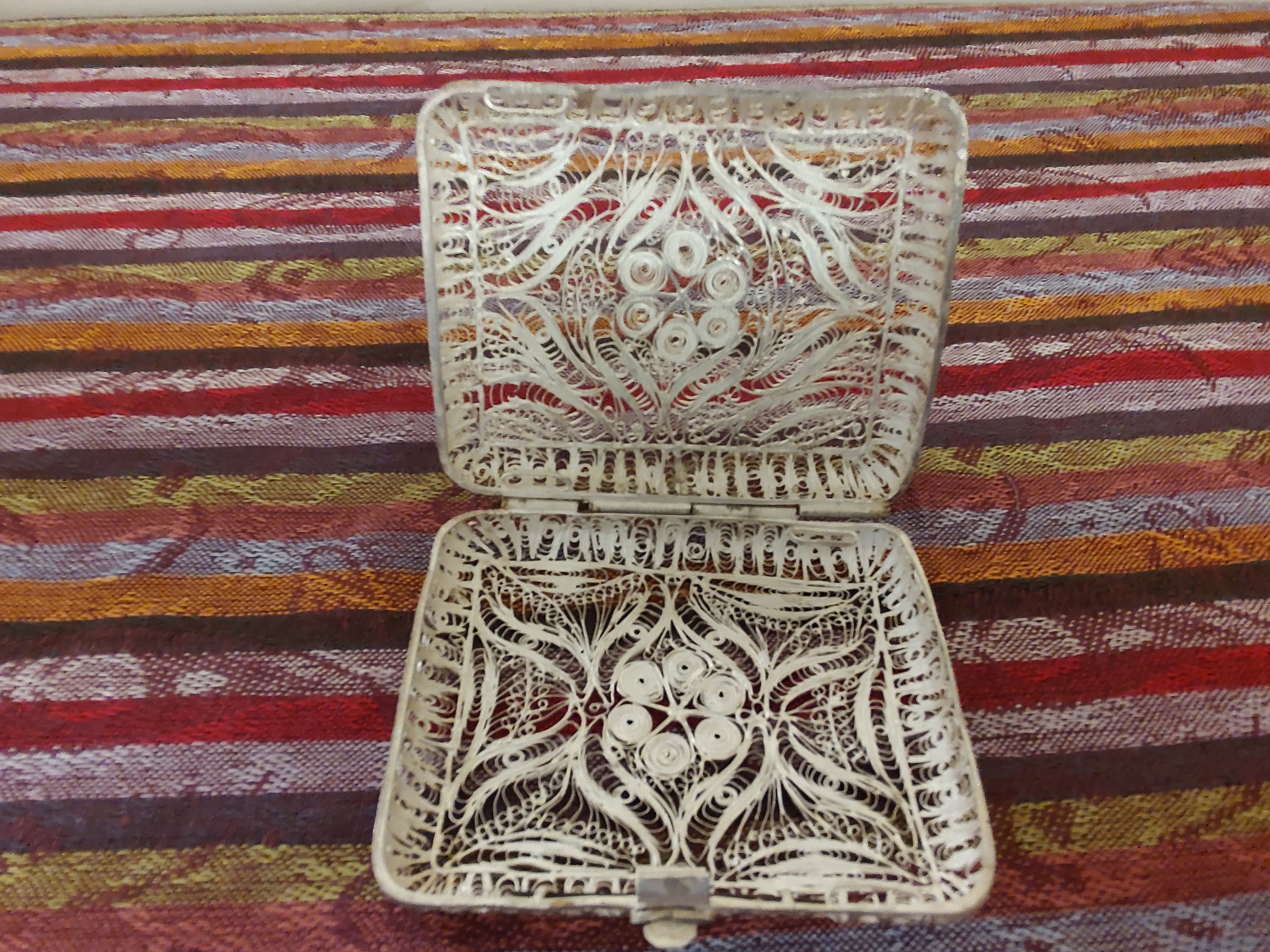 ANTIQUE Persian Middle Eastern Sterling Silver FILIGREE Cigarette Case ...