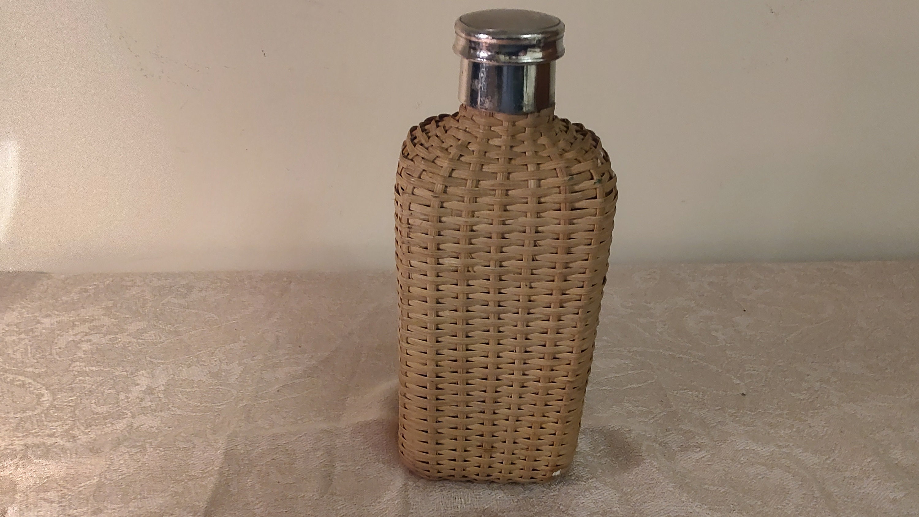 Vintage Art Deco Wicker Glass Hip Flask Whiskey Bottle - Etsy