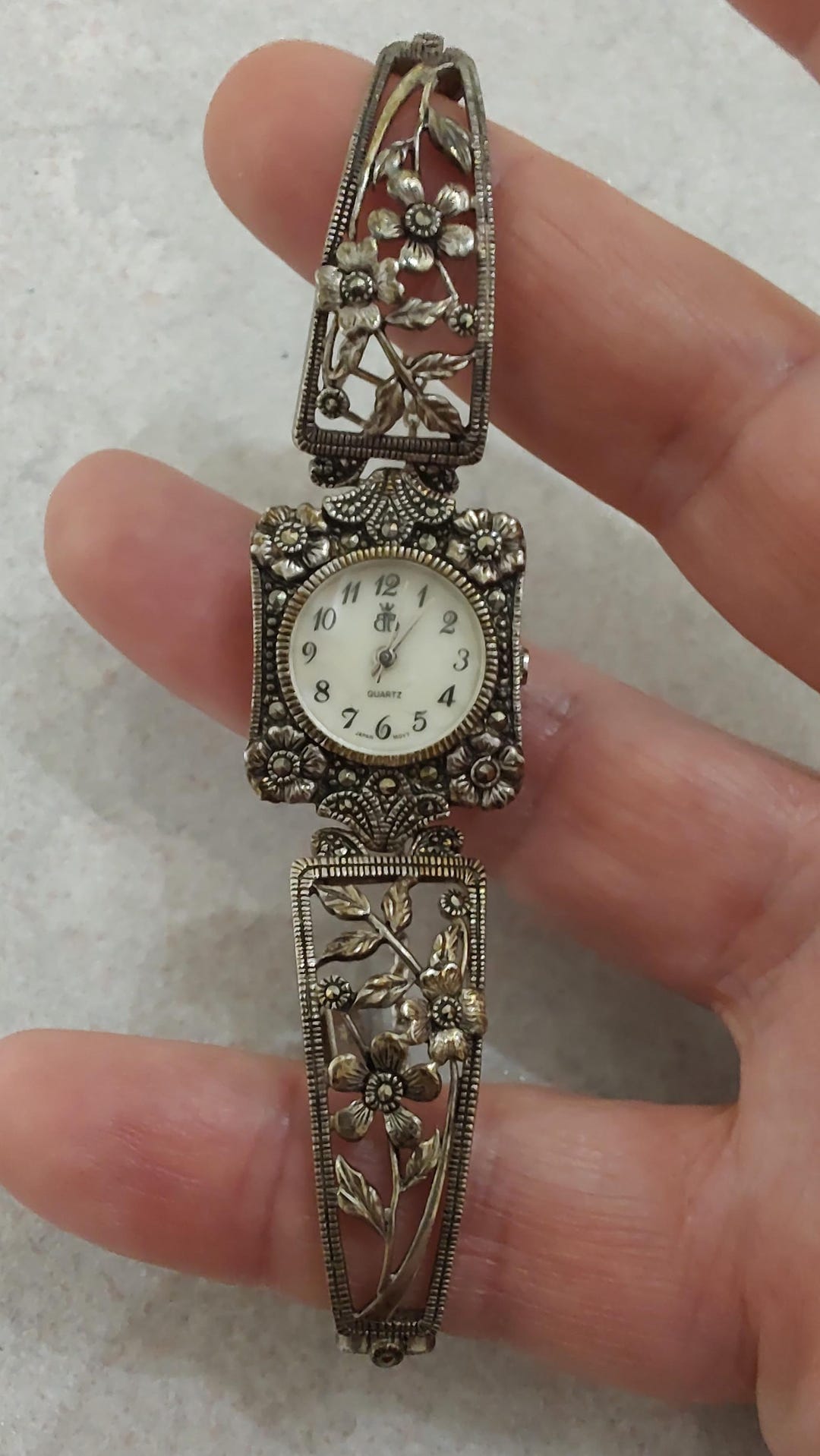 SOLID SILVER 925 Sterling Silver Quartz Ladies Watch Flowers Foliage - Etsy