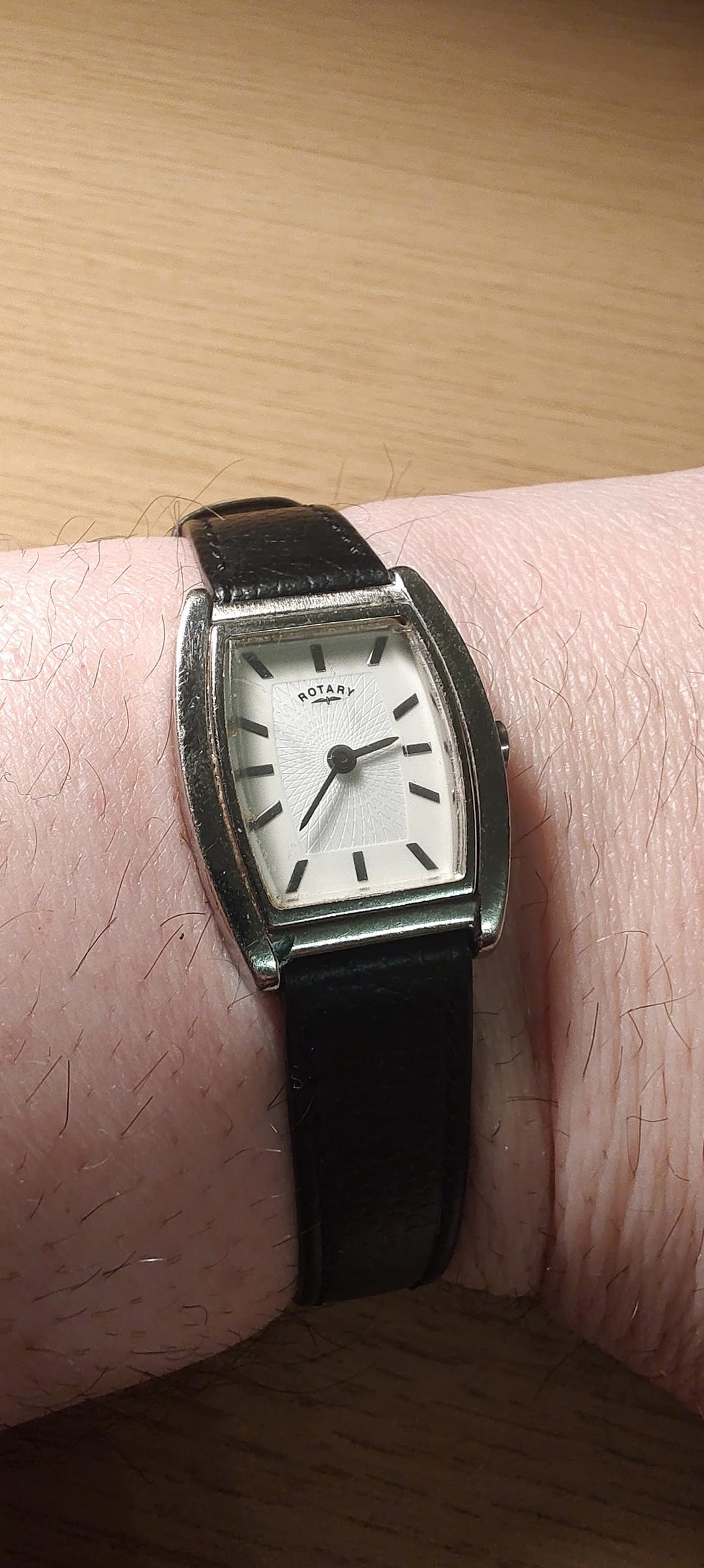 Vintage ROTARY TANK Watch Tonneau White Dial New Black Leather Strap - Etsy