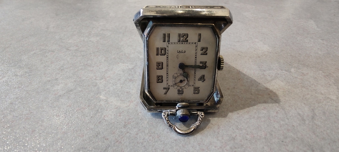 ART DECO Sterling Silver Elgin LACO Traveling Clock Purse Watch - Etsy