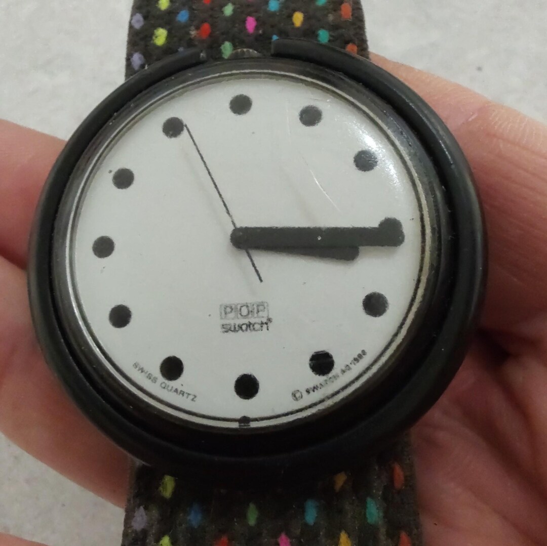A Rare 1989 Vintage Swatch Pop Watch, With Material Square Pattered ...
