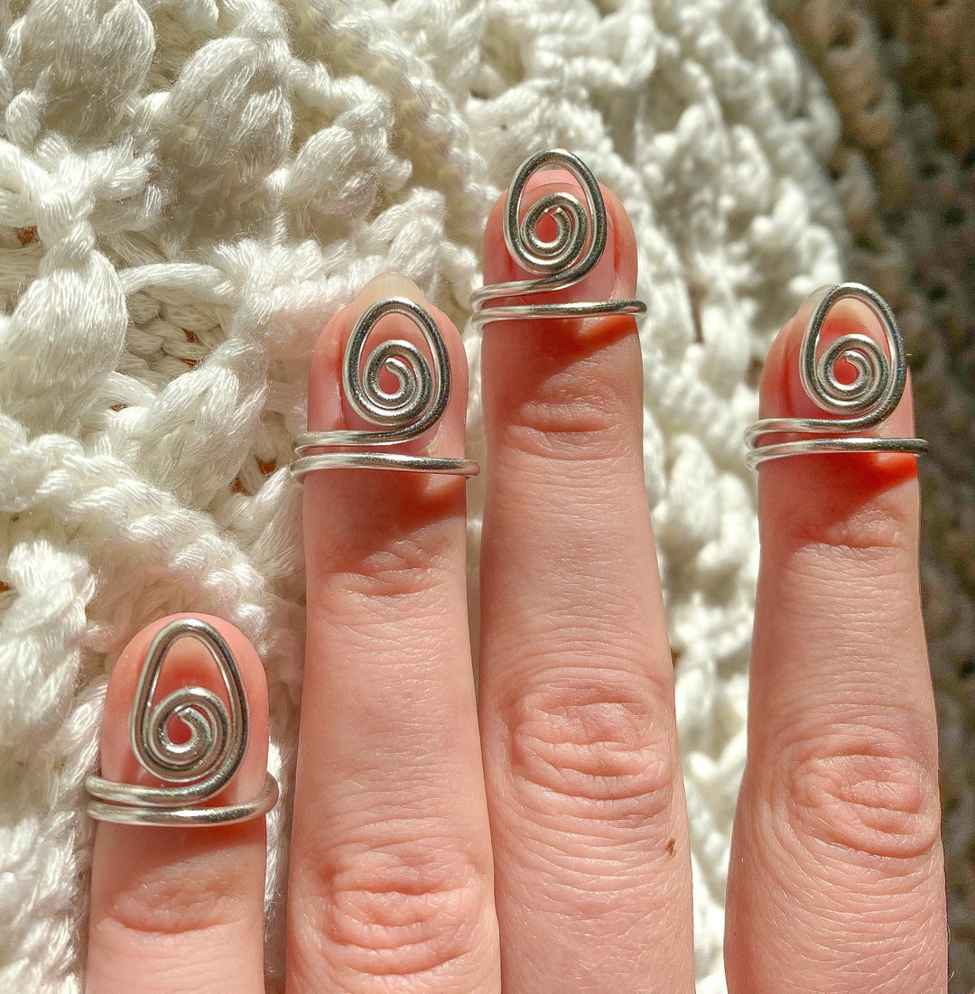 Fingertip Ring | Wire Wrap Swirl Ring | Silver Color Jewelry | Reusable ...