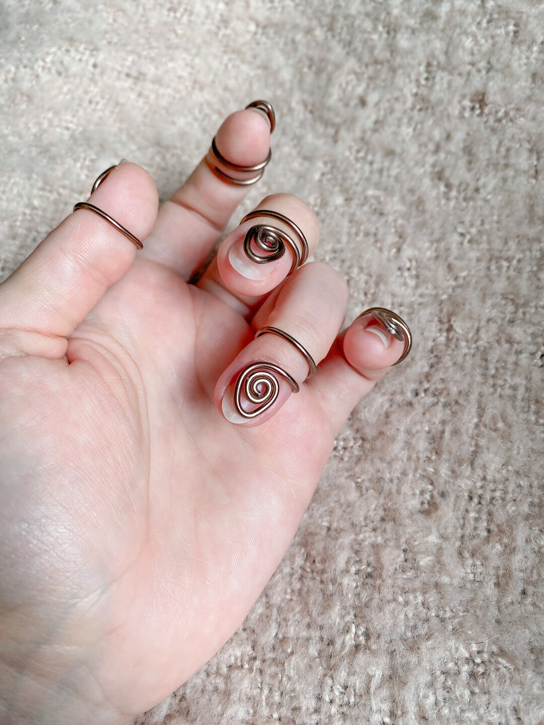 Fingertip Ring Wire Wrap Swirl Ring Bronze Color Jewelry - Etsy