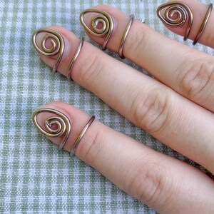 Fingertip Ring | Wire Wrap Swirl Ring | Bronze Color Jewelry | Reusable ...