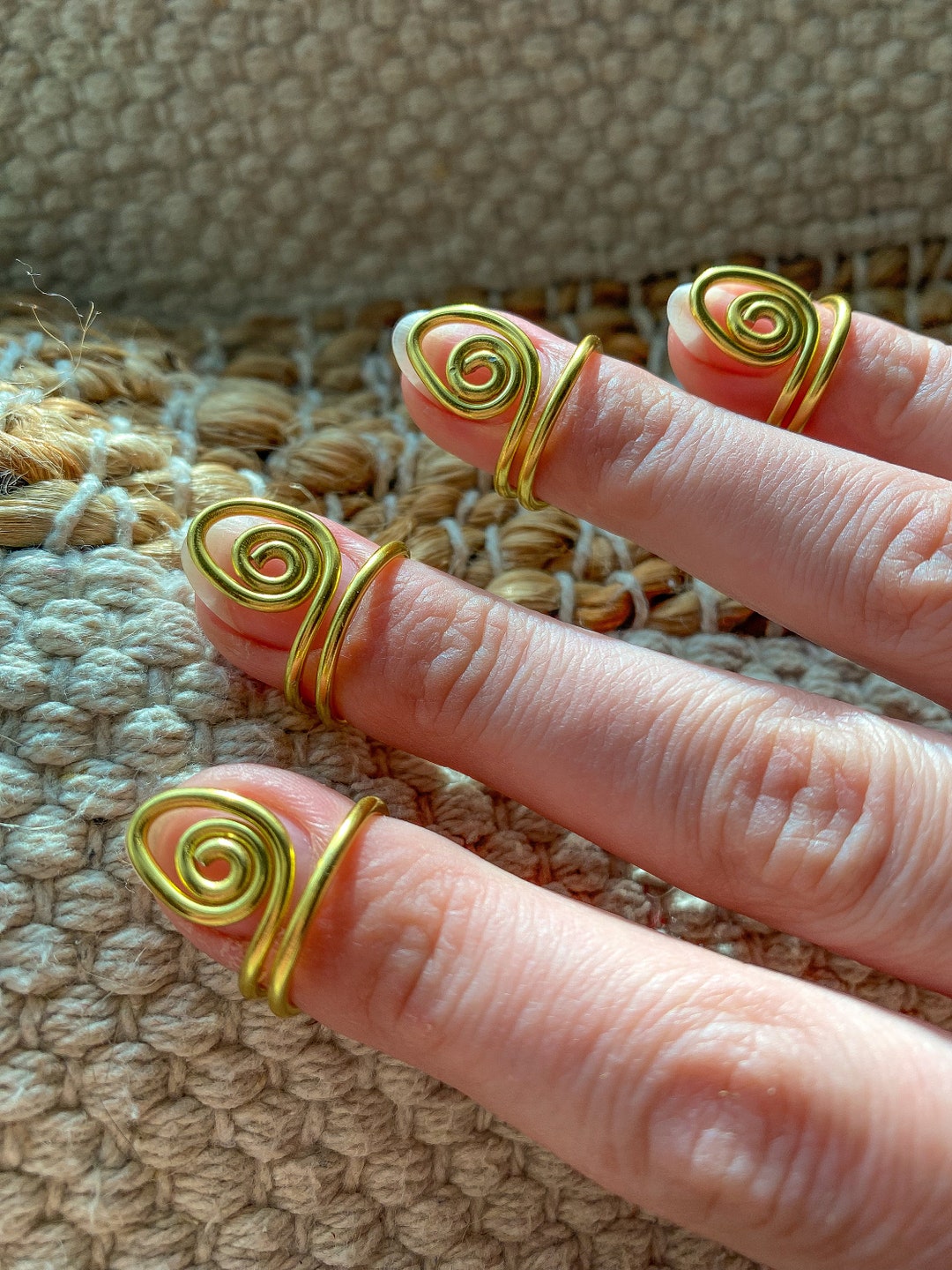 Fingertip Ring | Wire Wrap Swirl Ring | Gold Color Jewelry | Reusable ...
