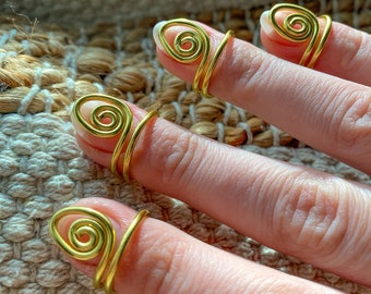 Fingertip Ring Wire Wrap Swirl Ring Bronze Color Jewelry Reusable Fake ...