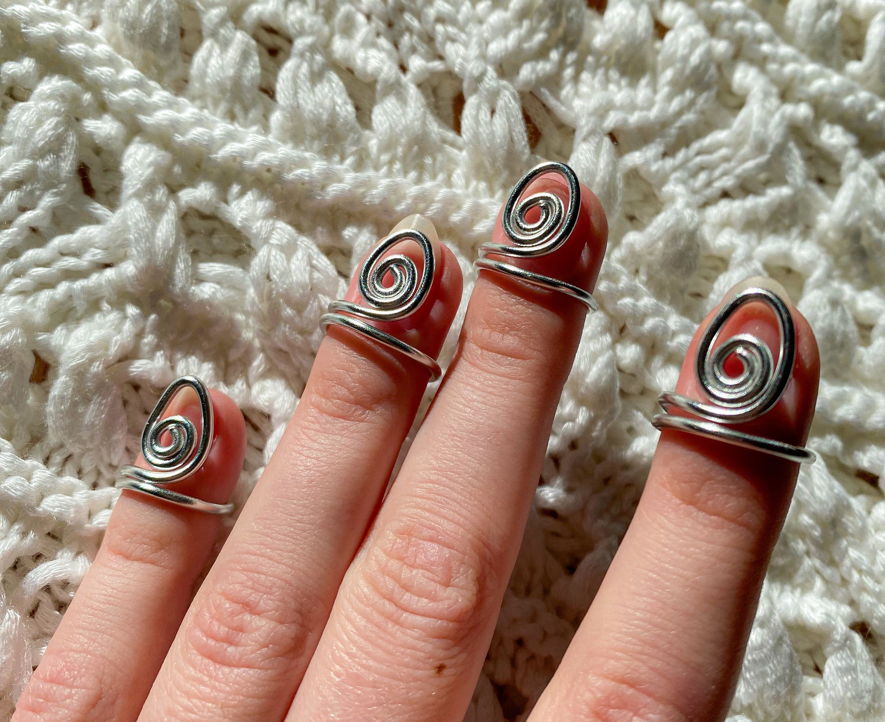 Fingertip Ring Wire Wrap Swirl Ring Silver Color Jewelry Reusable Fake ...