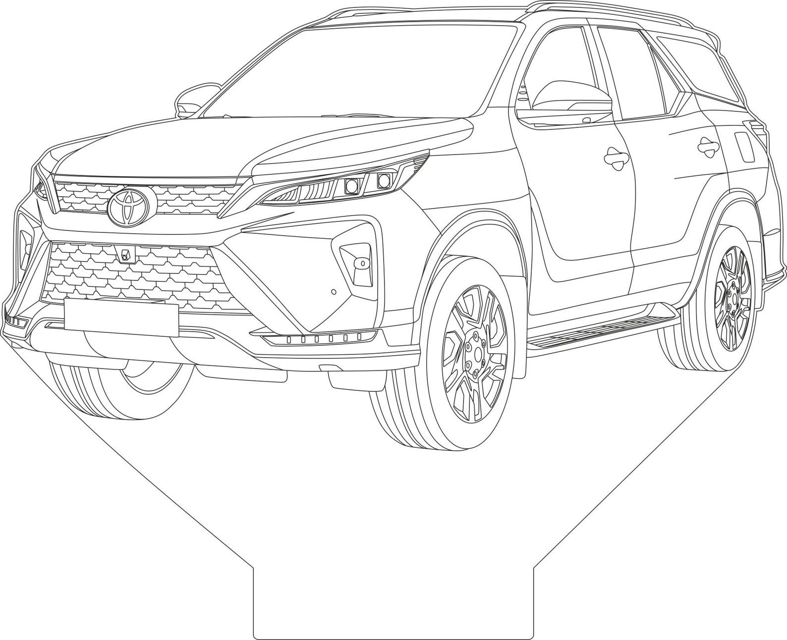 Drawing Toyota Fortuner Sketch Coloring Page