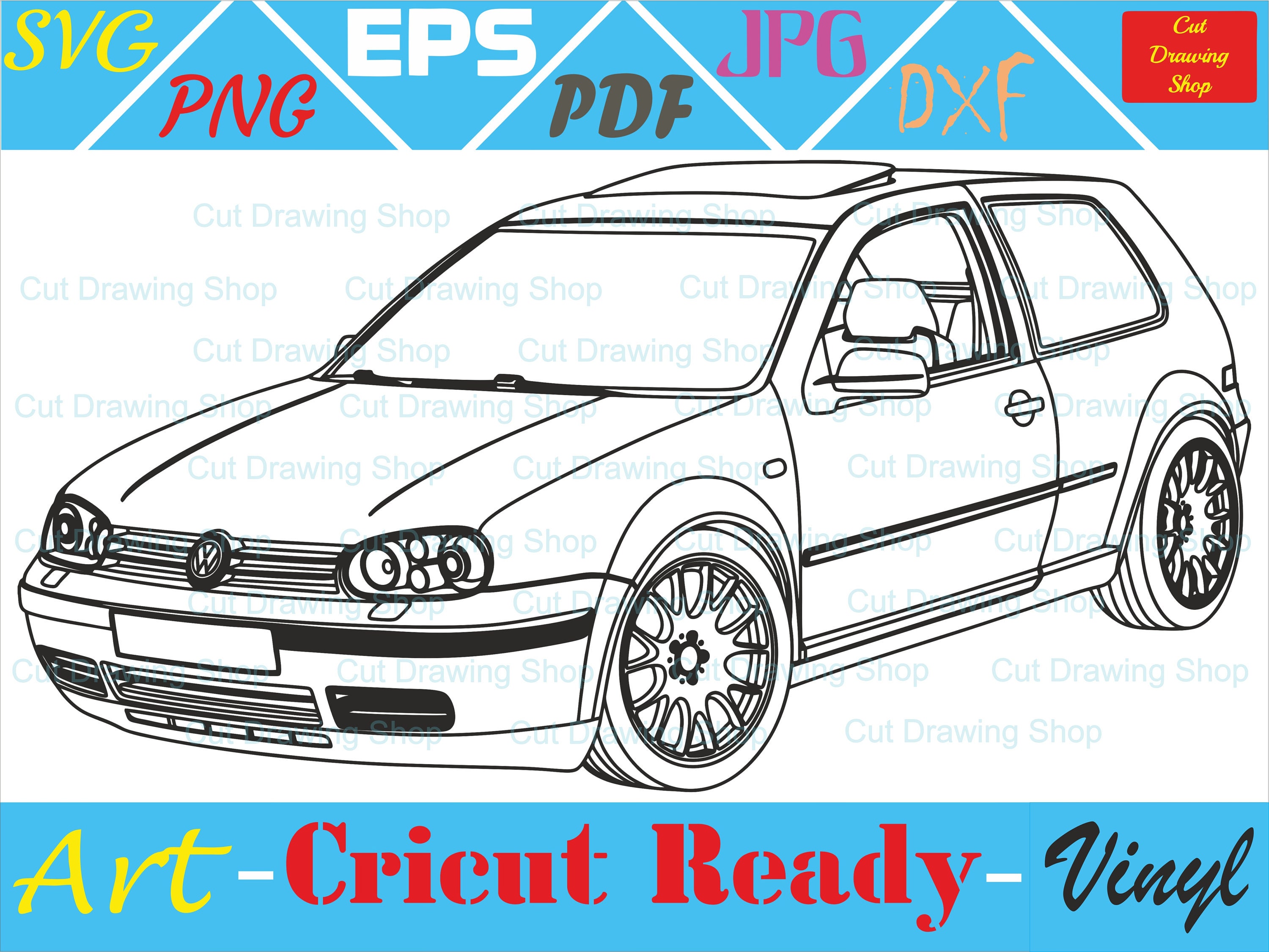 Vw Golf Mk4 Car Vector Cut File Silhouette Vinyl Cricut | Etsy Australia