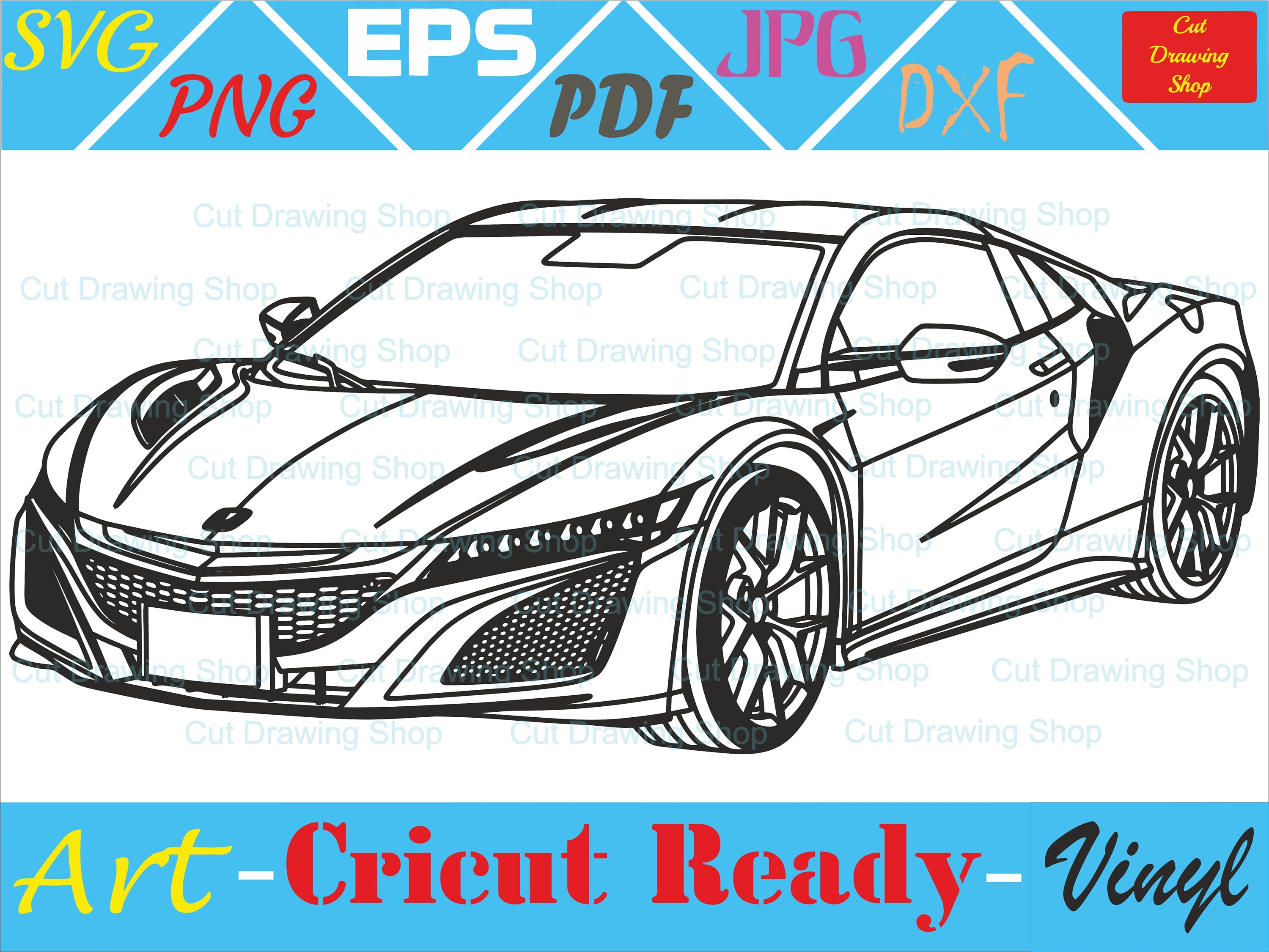 Card Making & Stationery Car svg eps png jpg Acura NSX svg Illustration ...