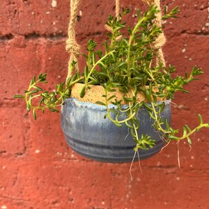 Tiny Denim Blue Hanging Planter, Succulent Cacti Planter, Small ...