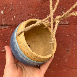 Tiny Denim Blue Hanging Planter, Succulent Cacti Planter, Small ...