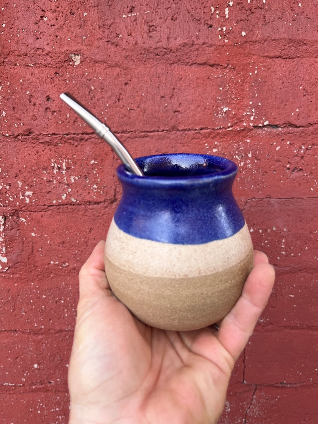 10 Oz Navy Blue Ceramic Yerba Mate Cup, Yerba Mate Gourd, Calabash Cup ...