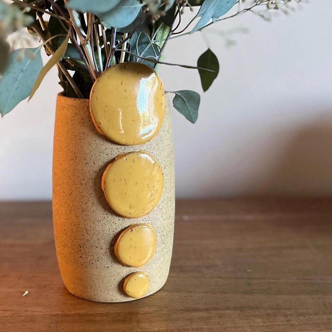 Raw and Yellow Ceramic Vase, Pottery Vase, Contemporary Vase, Handmade ...