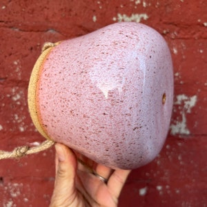 Coral Pink Hanging Planter, Handmade Ceramic Planter, Tulip Hanging ...