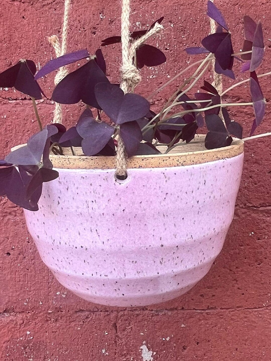Handmade Pink Ceramic Hanging Planter: Nursery Decor Cachepot - Etsy