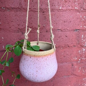 Coral Pink Hanging Planter, Handmade Ceramic Planter, Tulip Hanging ...