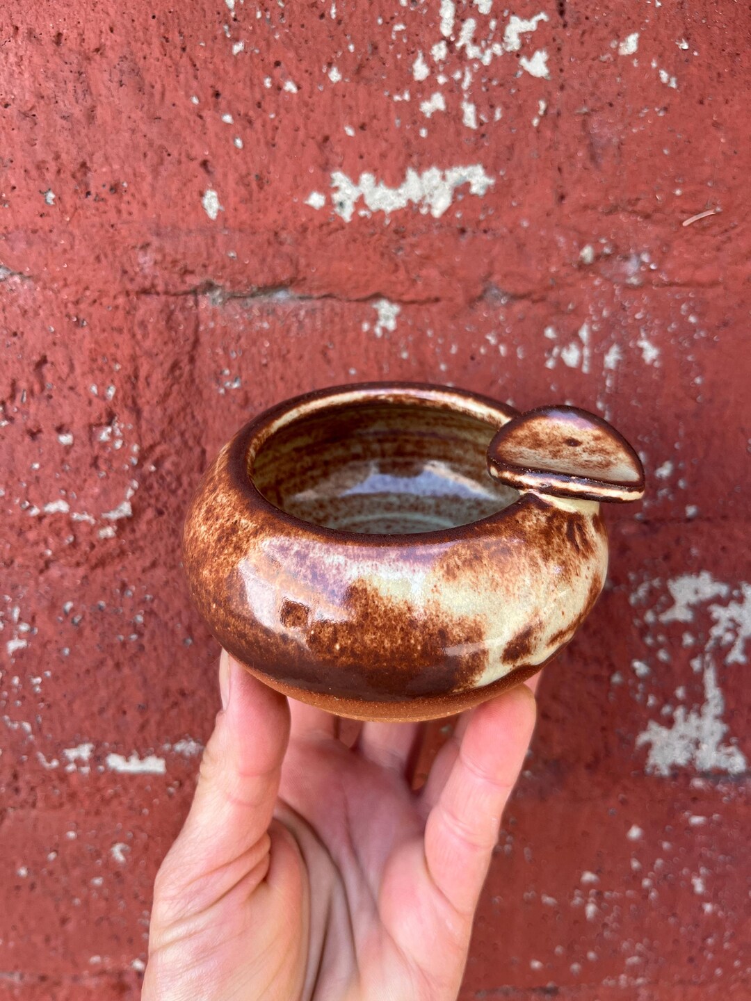 Copper Brown Ashtray With Joint Rest, Handmade Cobalt Ceramic Boho ...