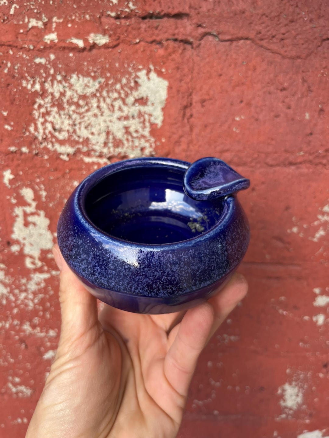 Purple Blue Ashtray With Joint Rest, Handmade Ceramic Tangerine Ashtray ...