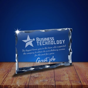 Personalize 3d Crystal Employee Appreciation Award | Crystal Plaque - Etsy