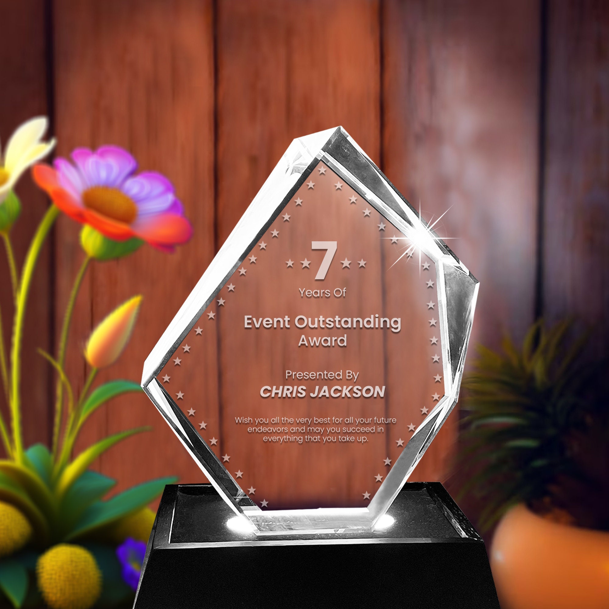 Personalized Corporate Award - Custom Crystal Glass Gift for Milestones ...