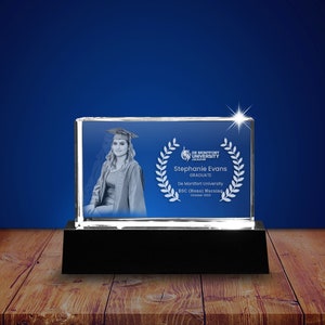 3D Engraved Crystal Award, Personalized Graduation Gift Plaque - Etsy
