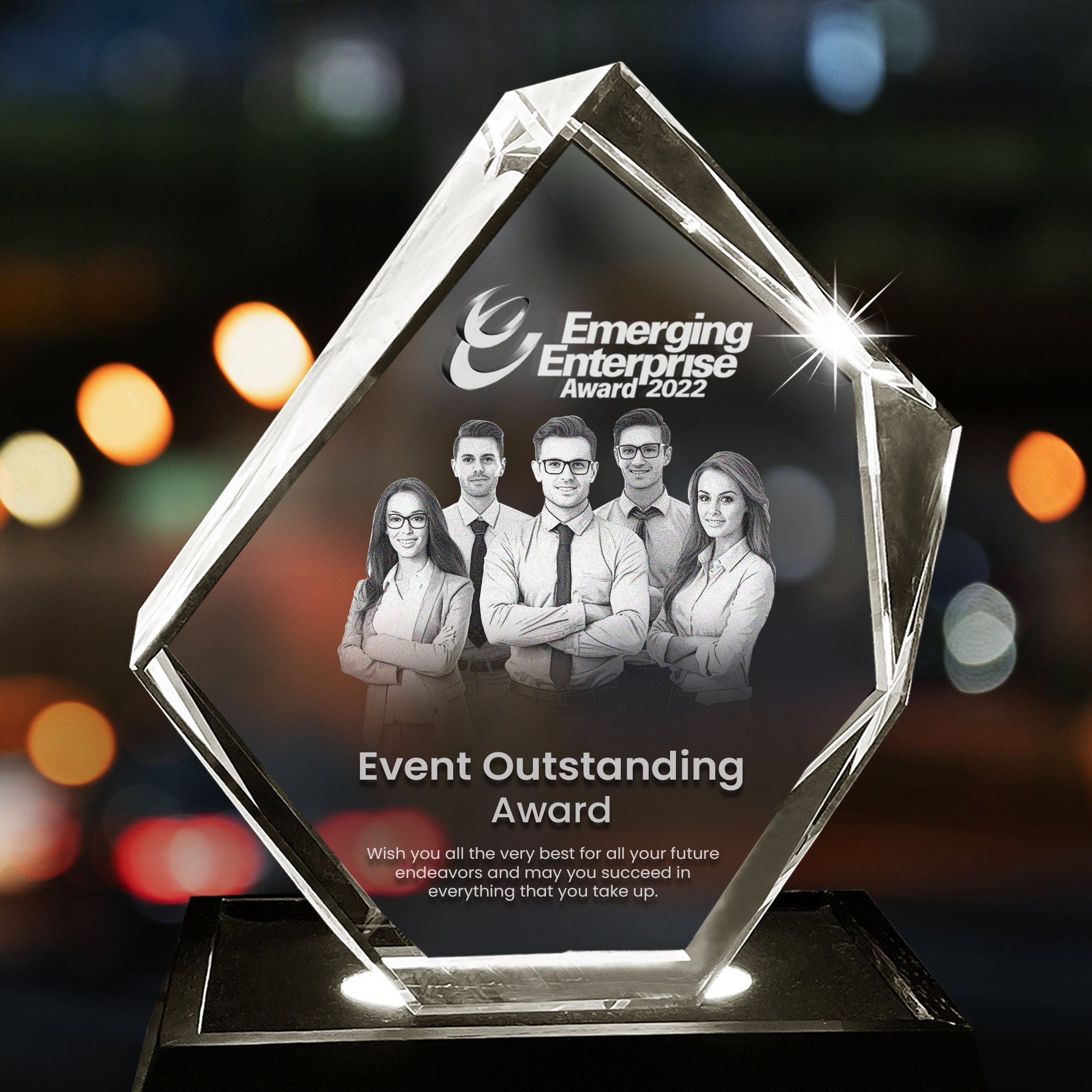 Personalized Corporate Award - Custom Crystal Glass Gift for Milestones ...