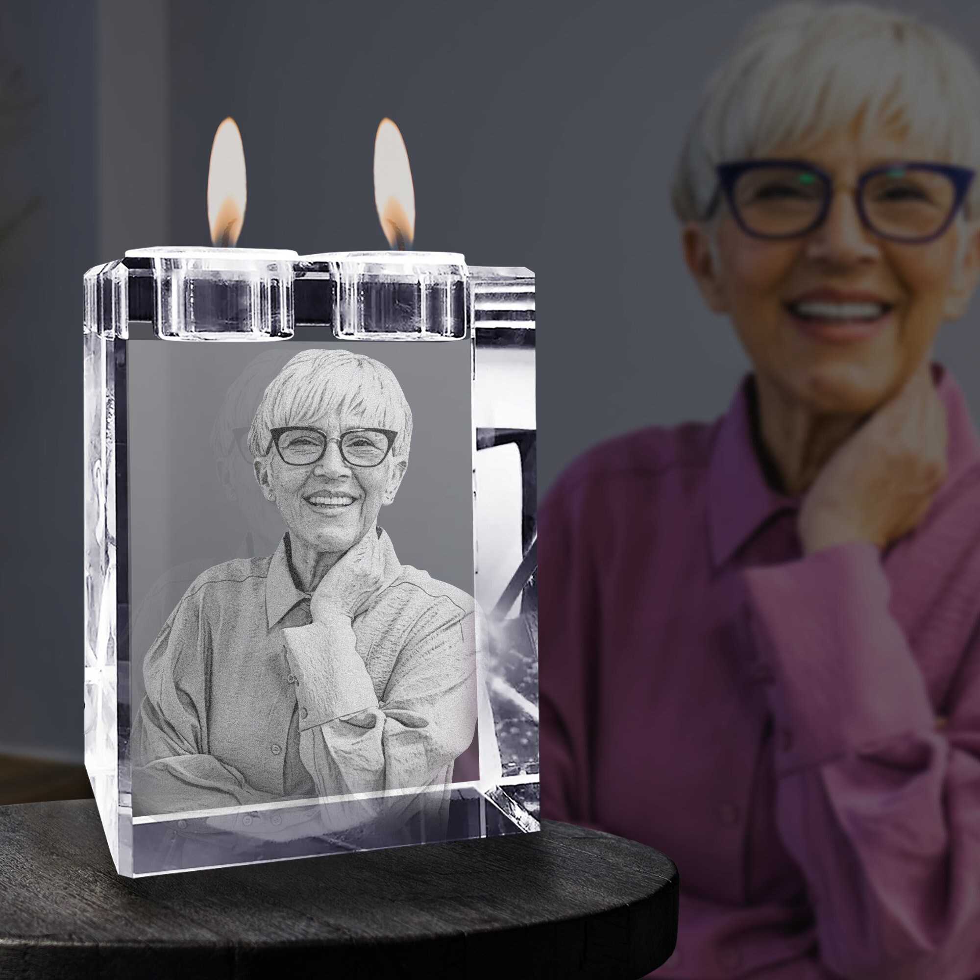 Custom Personalized 3D Laser Engraved Photo Picture, Christmas Candle ...