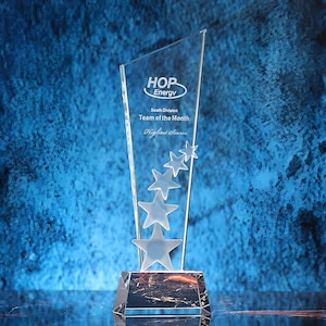 Custom Crystal Five-star Trophy: Employee Recognition Award - Etsy