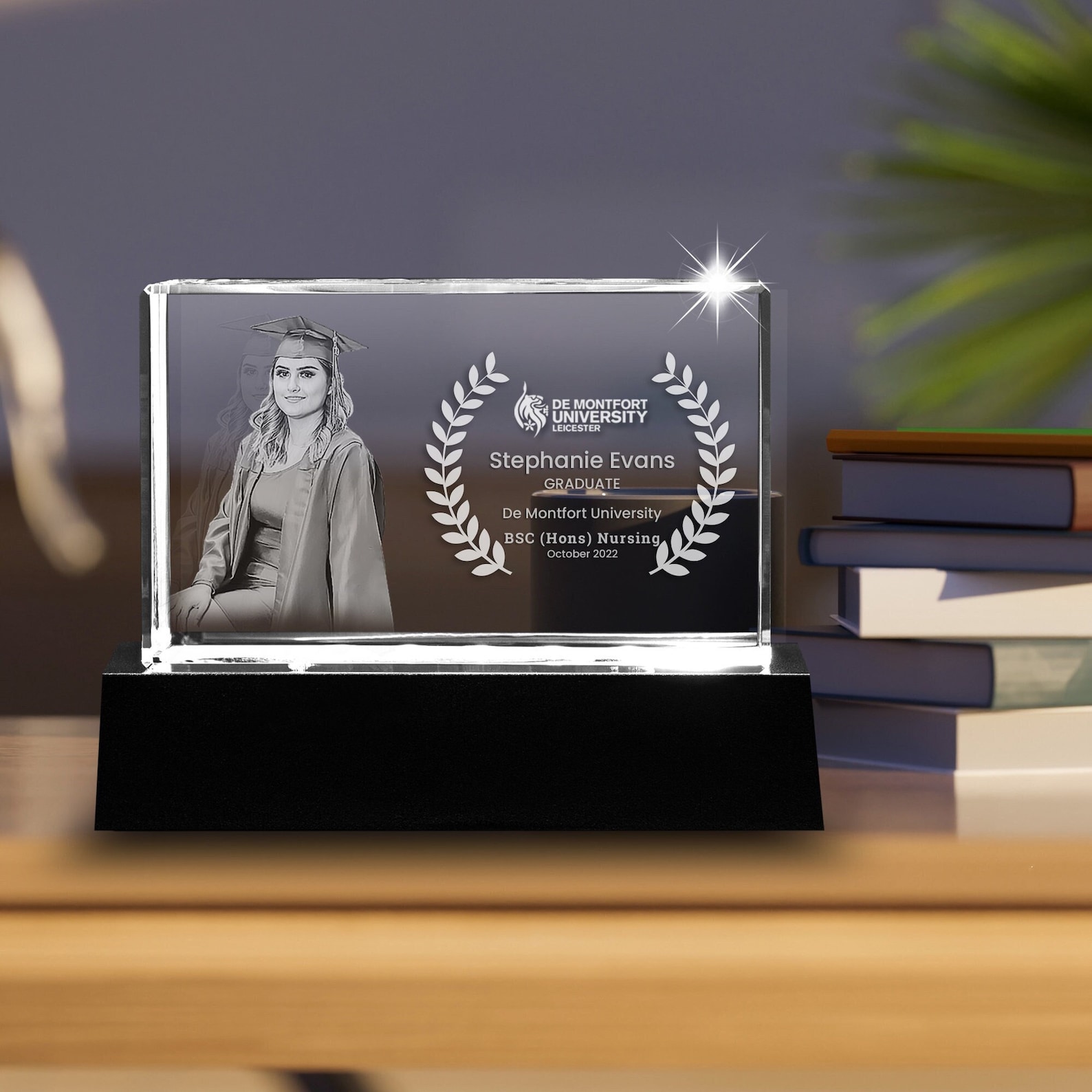 3D Engraved Crystal Award, Personalized Graduation Gift Plaque - Etsy
