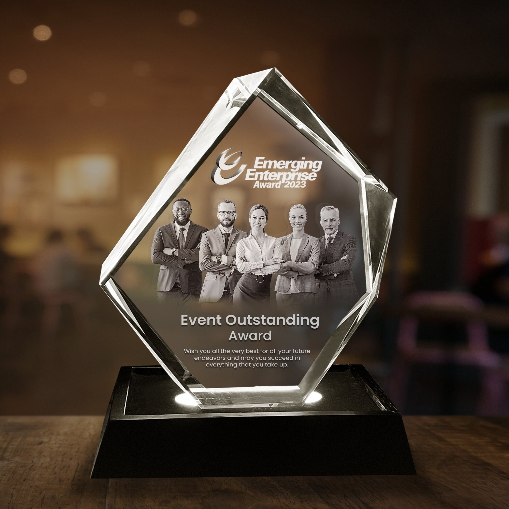 Personalized Corporate Award - Custom Crystal Glass Gift for Milestones ...