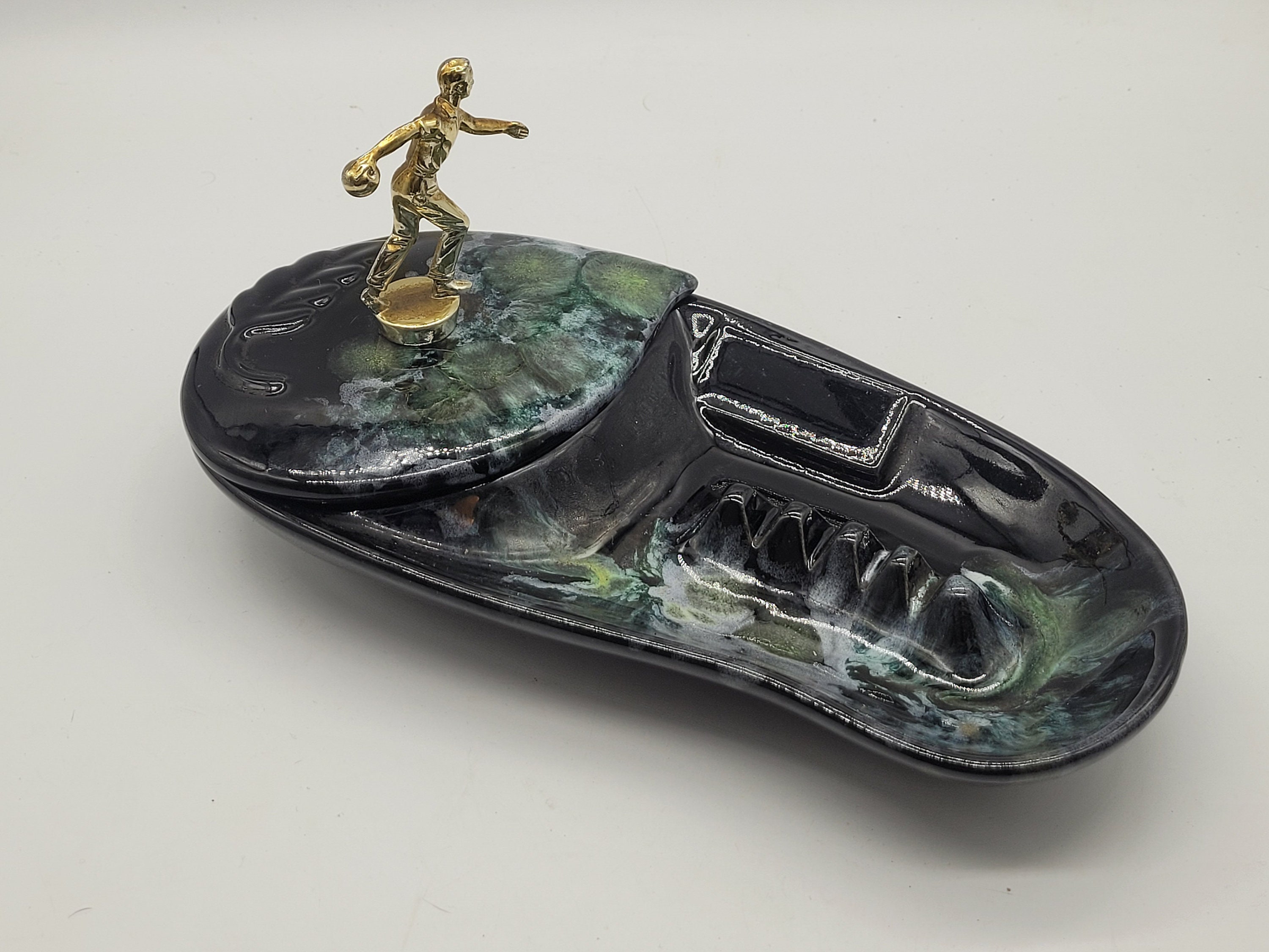 Vintage Bowling Ashtray Mid Century Modern Large Green - Etsy