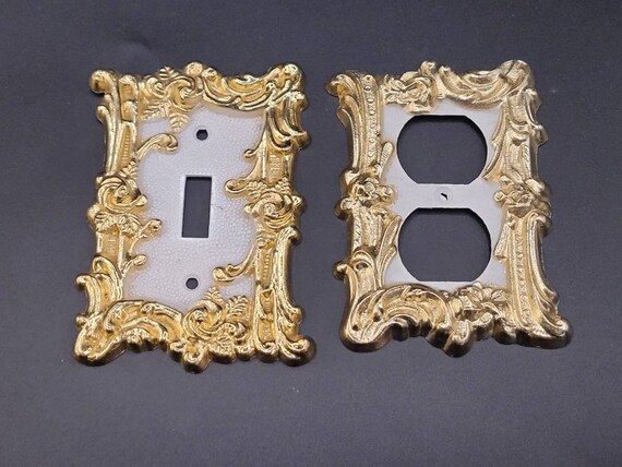 Vintage Ornate Metal Wall Plate Covers Signed 1967 American - Etsy