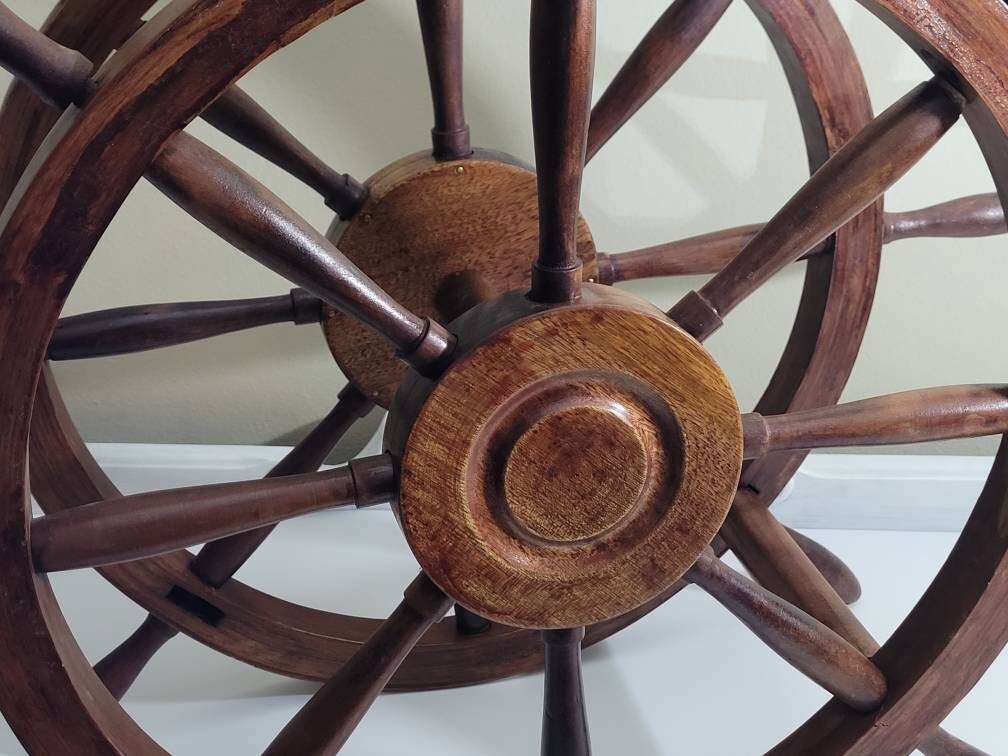 Wine Racks Wine & Beer Storage Brown Hardwood Antique Ships Wheel Wine ...