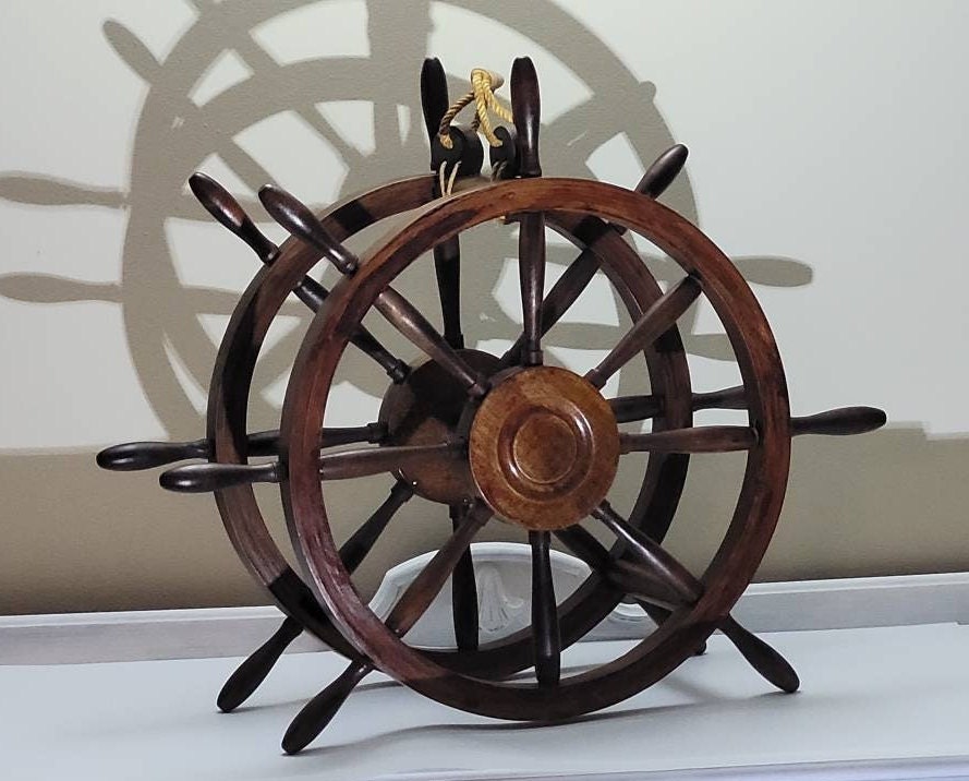Wine Racks Wine & Beer Storage Brown Hardwood Antique Ships Wheel Wine ...