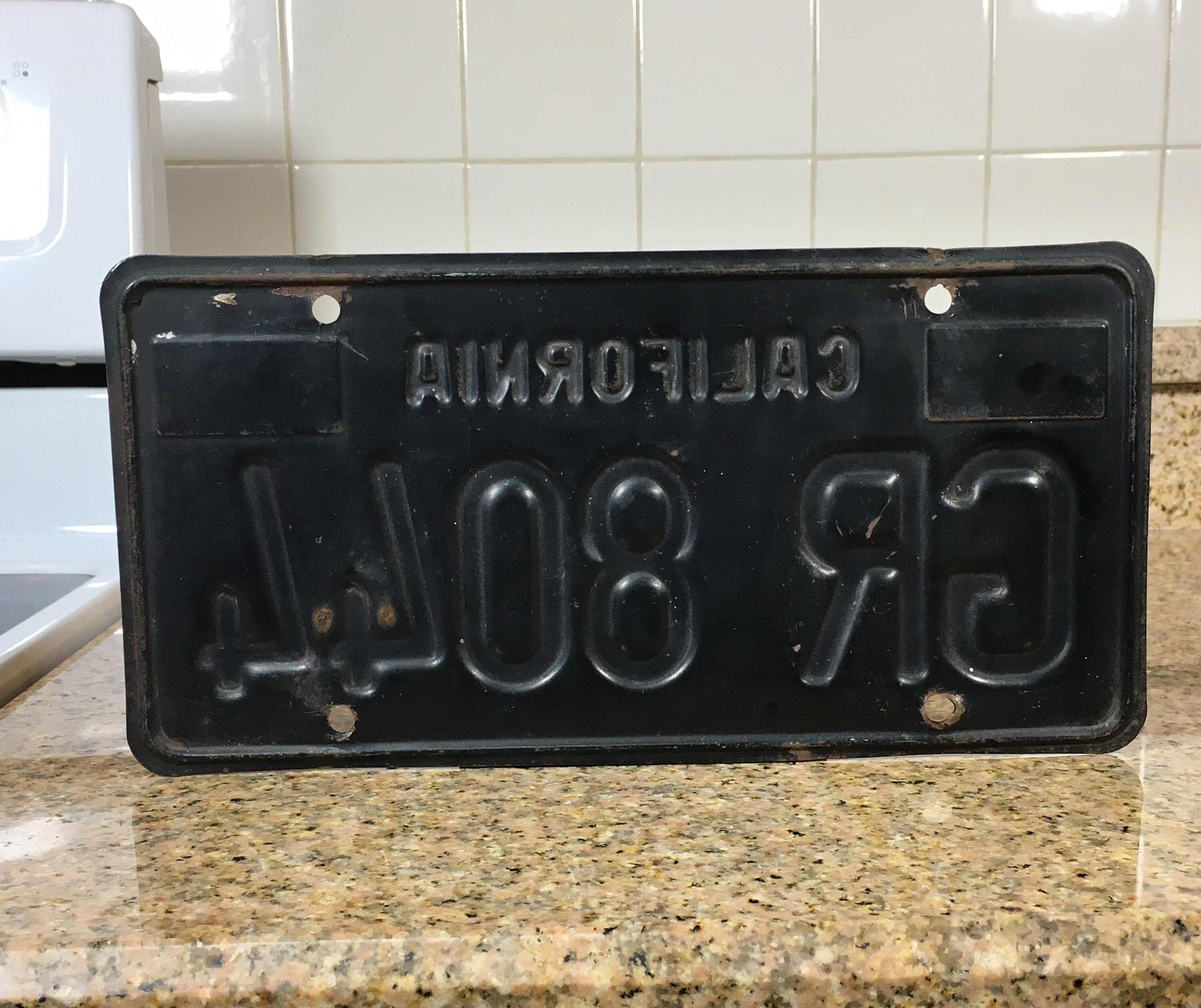 Metal Embossed California License Plate 1960s-1970s Era Yellow Over ...