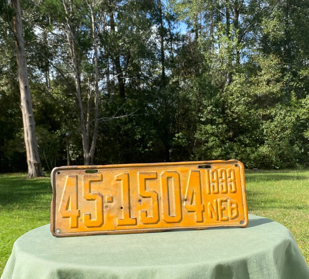 Nebraska 1933 Car Auto Truck License Plate, Tag # 45 1504, Webster ...