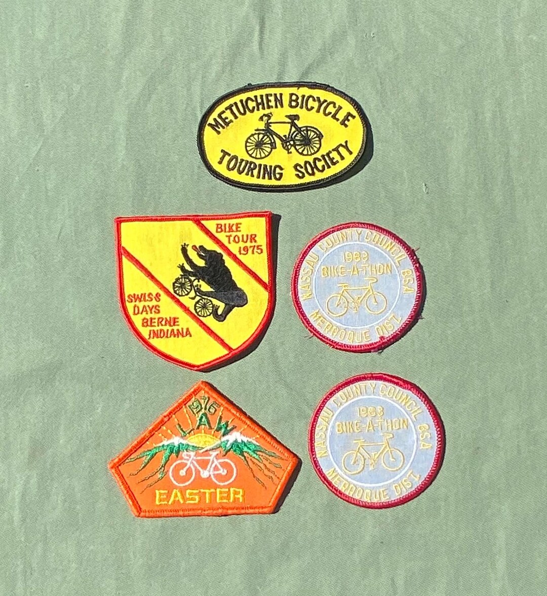 Bicycle Bike Cloth Patch, 1970s 1980s Lot of (5) for Collector Display ...
