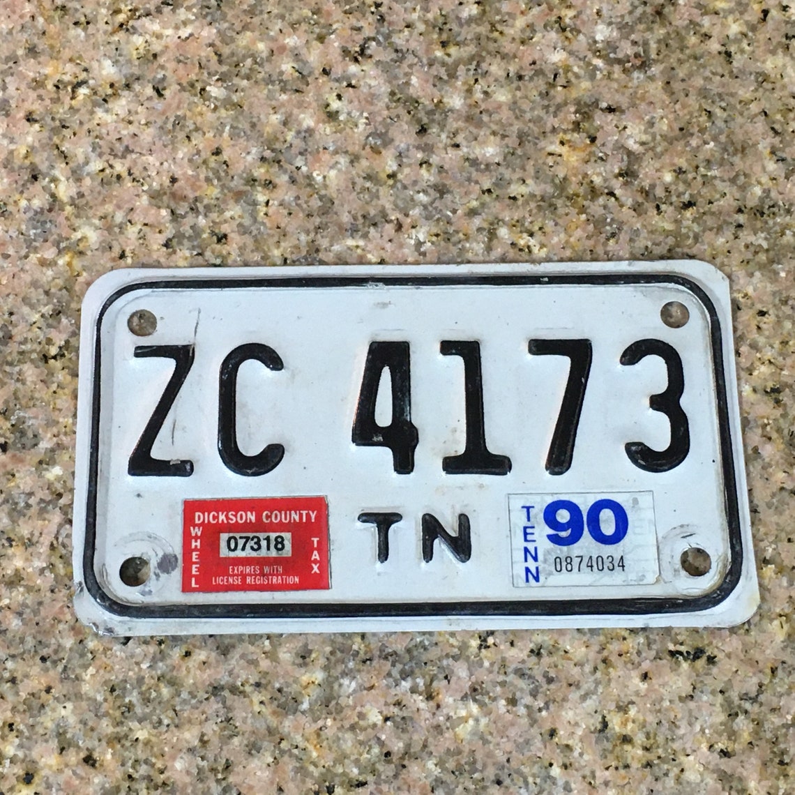 Motorcycle License Plate Embossed Metal 1990's Dickson County Tennessee ...