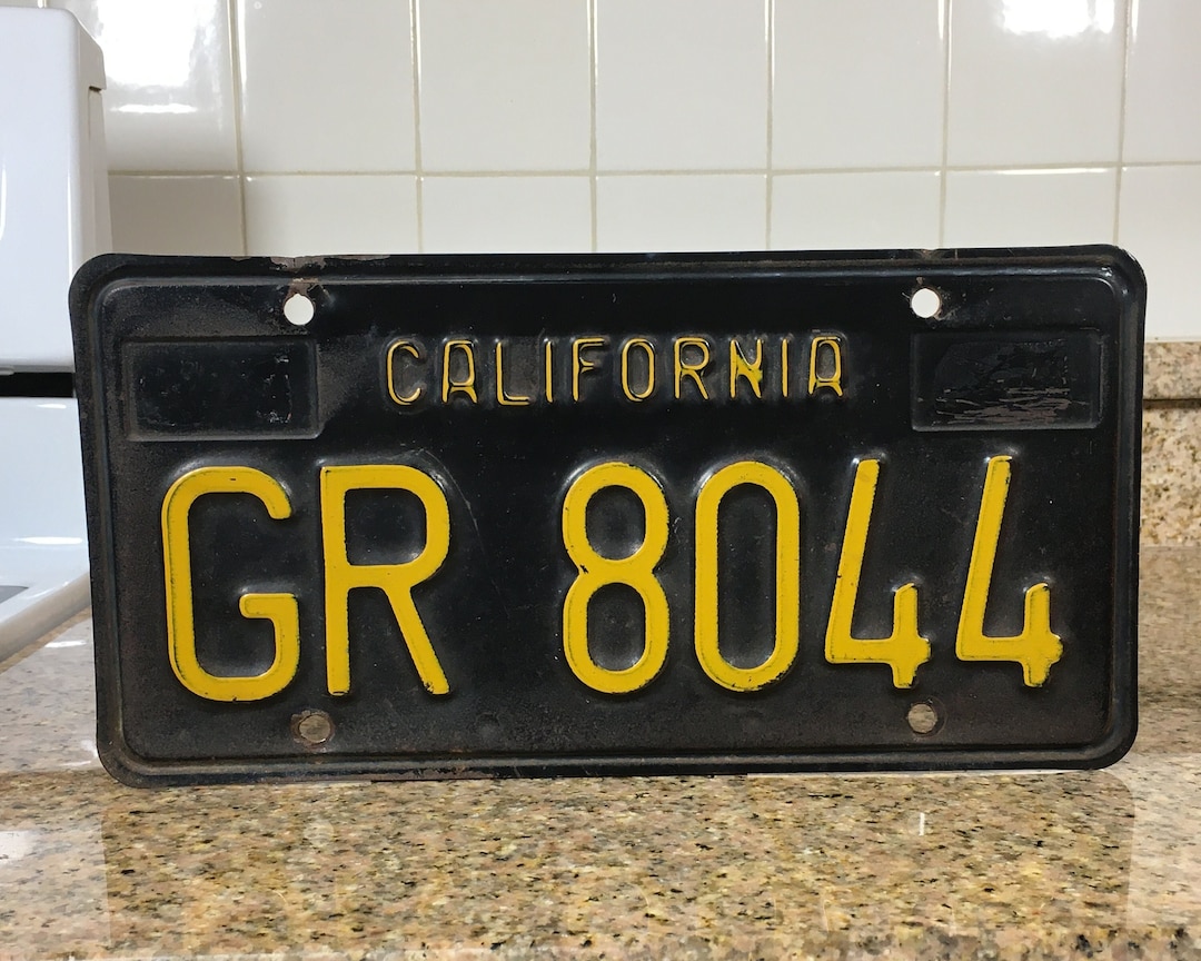 Metal Embossed California License Plate 1960s-1970s Era Yellow Over ...
